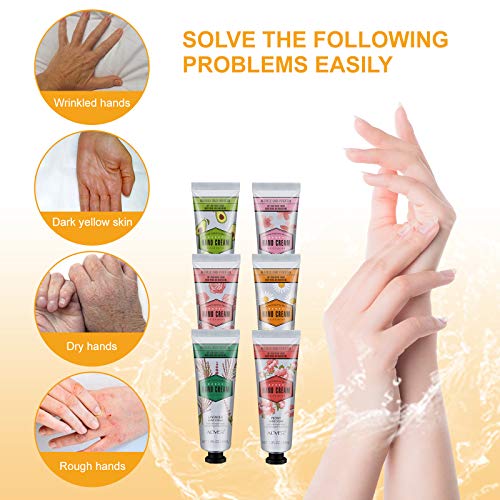 Hand Cream Set, Moisturizer Plant Fragrance Hand Lotions for Hand Care, Hand Lotion Enriched with Plant Essence More Conducive to Repair Anti Aging Anti Chapping, 30ml/Piecse (6 Pack)