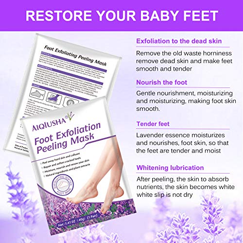 YING HUA XING Foot Mask, Dry Feet Skin Remover Mask, Foot Skin Peeling Mask Large, Foot Masks For Dry Cracked Feet- Lavender 3 Pack