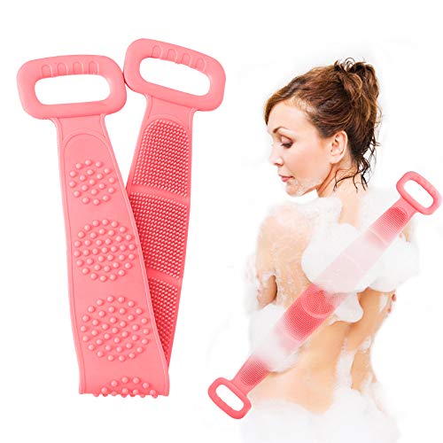 Back Scrubber for Shower，Lengthen Body Brush Exfoliating Loofah Brush Bathing Tool for Men Women,Hygienic Easy to Clean,Improves Blood Circulation and Skin Health(Pink)