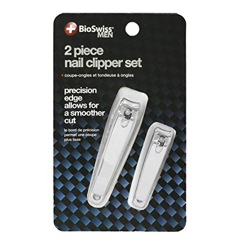 Set of 2 Bioswiss Nail Clippers, Toenail Clipper and Fingernail Clipper, Perfectly Manicured, Remove Ingrown Nails