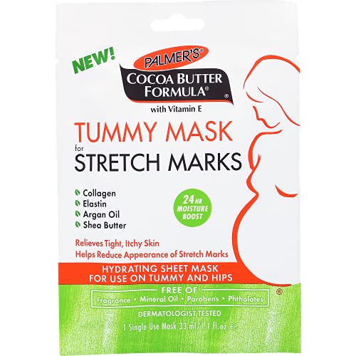 Palmer's Cocoa Butter Formula Tummy Mask, for Stretch Marks and Pregnancy Skincare (Single Use Mask), Unscented