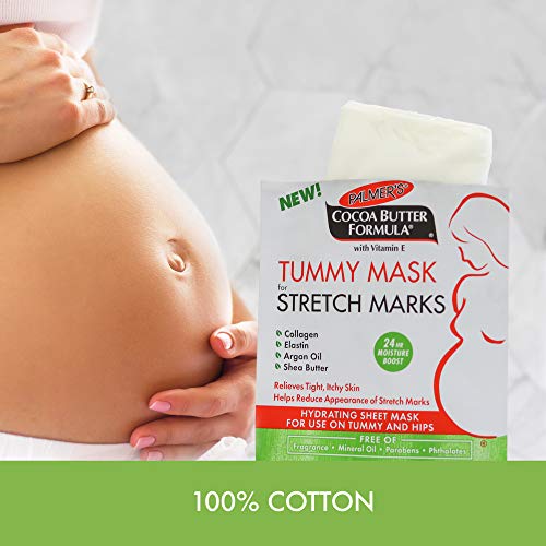 Palmer's Cocoa Butter Formula Tummy Mask, for Stretch Marks and Pregnancy Skincare (Single Use Mask), Unscented