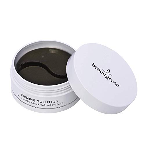 BEAUUGREEN FIRMING SOLUTION SEA CUCUMBER & BLACK HYDROGEL EYE MASK 30 pairs/Eye patch under eyes for Skin Firmness, Dark circle, Anti-aging & Anti-wrinkle