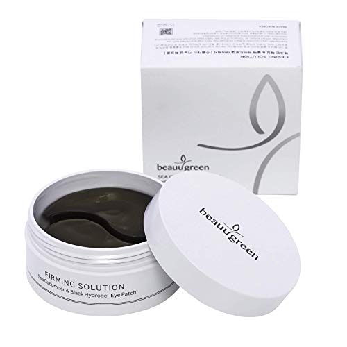 BEAUUGREEN FIRMING SOLUTION SEA CUCUMBER & BLACK HYDROGEL EYE MASK 30 pairs/Eye patch under eyes for Skin Firmness, Dark circle, Anti-aging & Anti-wrinkle