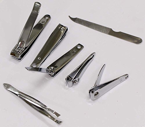 Hawk 7 Piece Cosmetology Set with Nail Clippers, Cleaner, File and Tweezers - B8506-YW