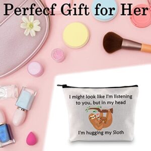 Funny Sloth Lover Gift Cute Sloth Bags I'm Hugging My Sloth Makeup Bags Friendship Sloth Lovers Birthday Christmas Gift (Hugging My Sloth)