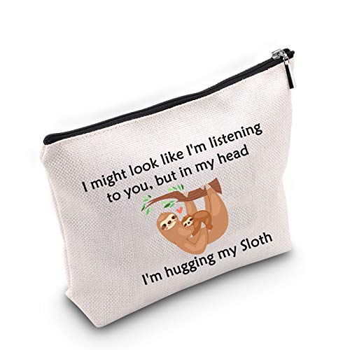 Funny Sloth Lover Gift Cute Sloth Bags I'm Hugging My Sloth Makeup Bags Friendship Sloth Lovers Birthday Christmas Gift (Hugging My Sloth)