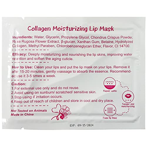 Jakuva 30PCS Collagen Crystal Moisturizing Lip Mask,Gel Lip Pads Lip Balm Lip Masks for Dry Lips,Remove Chapped Skin & Nourish &Moisturizing,Lip Sleeping Mask Great Plump Your Lips,Rose Pink