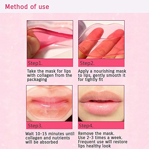 Jakuva 30PCS Collagen Crystal Moisturizing Lip Mask,Gel Lip Pads Lip Balm Lip Masks for Dry Lips,Remove Chapped Skin & Nourish &Moisturizing,Lip Sleeping Mask Great Plump Your Lips,Rose Pink