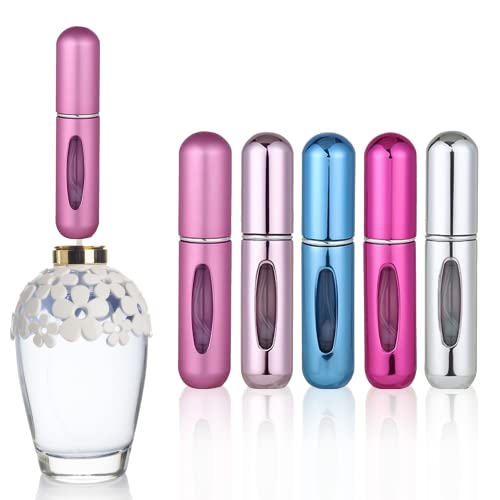 MDDRUIQI Perfume Travel Refillable Portable Perfume Atomizer Bottle 5ML Mini Refillable Perfume Spray Bottles Atomizer 5 Pack Travel Perfume Bottle for Outdoor and Traveling