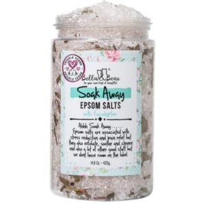 bella & bear soak away epsom bath salts, detox, soothes sore muscles, exfoliates, 14oz