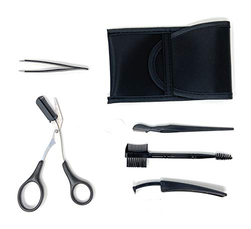 All-in-One Eyebrow Shaping and Grooming Kit - Includes Eyebrow Razor, Comb-Brush, Trimmer, Tweezers, Scissors-Comb, and Carry Case. Multipurpose Professional Eyebrow Shaper Eyebrow Kit For Women Men