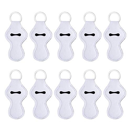 Wei Xi Sublimation Blanks Chapstick Holder Keychains Lipstick Holder Keychains Chapstick Holder Bulk, White (10 Pcs), Small