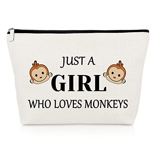 Funny Monkey Gifts for Girls Makeup Bag Animal Lover Gifts for Women Monkey Lover Gifts Birthday Gifts for Best Friend Sister Teen Cosmetic Bag Monkey Themed Gift Pouch Christmas Thanksgiving Gifts