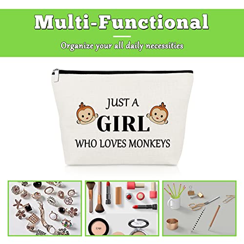 Funny Monkey Gifts for Girls Makeup Bag Animal Lover Gifts for Women Monkey Lover Gifts Birthday Gifts for Best Friend Sister Teen Cosmetic Bag Monkey Themed Gift Pouch Christmas Thanksgiving Gifts