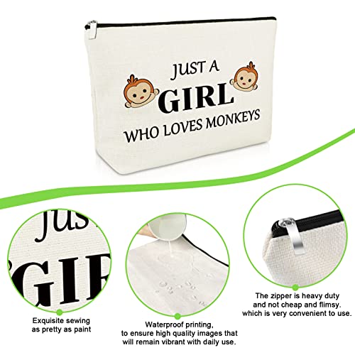 Funny Monkey Gifts for Girls Makeup Bag Animal Lover Gifts for Women Monkey Lover Gifts Birthday Gifts for Best Friend Sister Teen Cosmetic Bag Monkey Themed Gift Pouch Christmas Thanksgiving Gifts