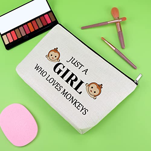 Funny Monkey Gifts for Girls Makeup Bag Animal Lover Gifts for Women Monkey Lover Gifts Birthday Gifts for Best Friend Sister Teen Cosmetic Bag Monkey Themed Gift Pouch Christmas Thanksgiving Gifts