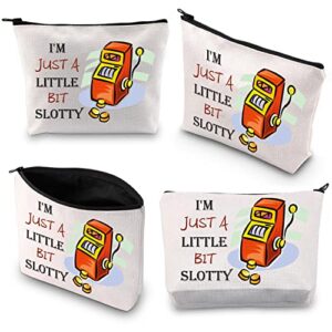 BDPWSS Funny Gambling Makeup Bag Casino Lover Gift I'm Just a Little Bit Slotty Slot Machine Zipper Pouch For Gambler Gift (Just Slotty)