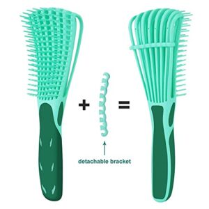 Detangling Hair Brush for Kinky Afro Textured 3a to 4c Hair, Curly Hair, Wet or Dry Detangler Brush for Think Hair + Detangling Comb & Edge Control Brush (Green)