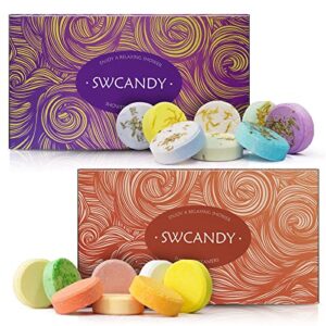 aromatherapy shower steamers christmas gifts set lavender – swcandy 8 pcs bath bombs gifts for women, shower bombs with essential oils relaxation gifts for home spa, melts for women who has everything