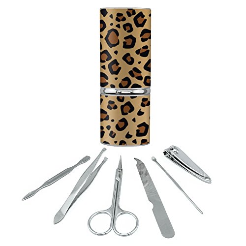 Leopard Print Animal Spots Stainless Steel Manicure Pedicure Grooming Beauty Care Travel Kit