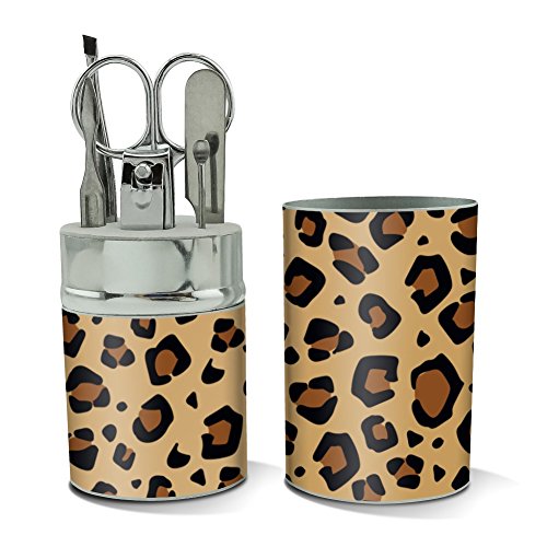 Leopard Print Animal Spots Stainless Steel Manicure Pedicure Grooming Beauty Care Travel Kit