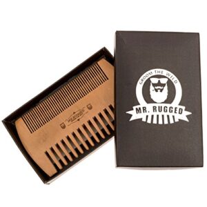 mr rugged pocket beard comb – wide and fine teeth sides – pear wood comb – wooden handmade brushes beard oils & balms to promote softer & thicker growth – better for beards than metal or plastic