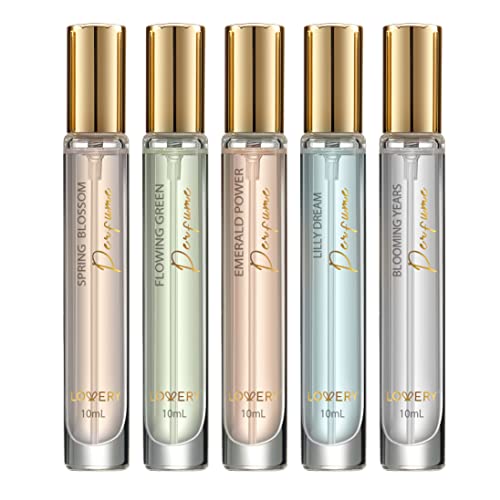 LOVERY Birthday Gifts For Her and Him, Perfume Set Pack of 5 - Perfume Sampler Sets for Women & Men with Leather Pouch - 10ml Mini Perfume for Travel Gifts, Solo Scent & Layering Fragrances