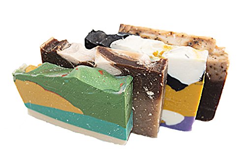 Morning Energy Soap Collection - 4(Four) 2Oz Guest Bars, Sample Size Soap -Natural Handmade Soaps for Fresh Morning Shower. Oatmeal Honey, Green Tea, White Tea, Coffee Soap - Falls River Soap Company