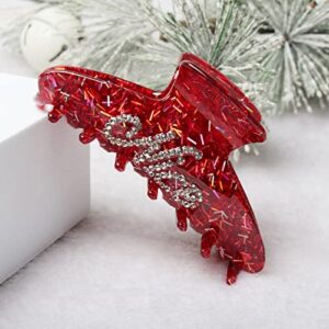 Christmas Hair Claw Clips for Women Girls Green Gold Hair Clips Cute Rhinestone Red Hair Claws Christmas Hair Accessories