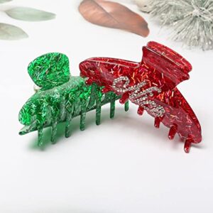 Christmas Hair Claw Clips for Women Girls Green Gold Hair Clips Cute Rhinestone Red Hair Claws Christmas Hair Accessories