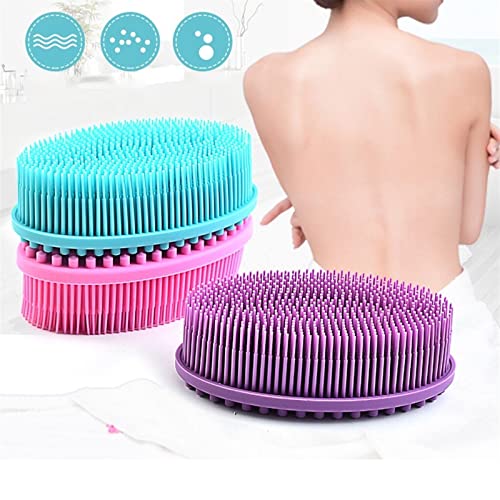 INGVY Dry Brushing Body Brush Soft Silicone Body Brush Wash Bath Shower Exfoliating Skin Bath Shampoo Massage Brush Supplies (Size : Pink)