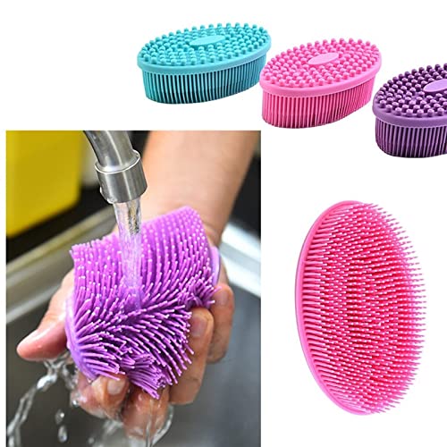 INGVY Dry Brushing Body Brush Soft Silicone Body Brush Wash Bath Shower Exfoliating Skin Bath Shampoo Massage Brush Supplies (Size : Pink)