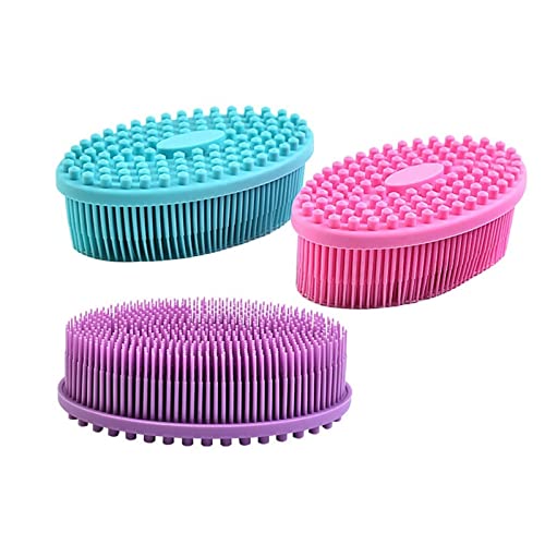 INGVY Dry Brushing Body Brush Soft Silicone Body Brush Wash Bath Shower Exfoliating Skin Bath Shampoo Massage Brush Supplies (Size : Pink)