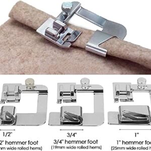 6 Sizes Rolled Hem Presser Foot, Wide Rolled Hem Foot Set & Narrow Hemmer Foot Set for All Low Shank Snap-On Singer, Brother, Babylock, Euro-Pro, Janome, Kenmore, White, Elna Sewing Machines