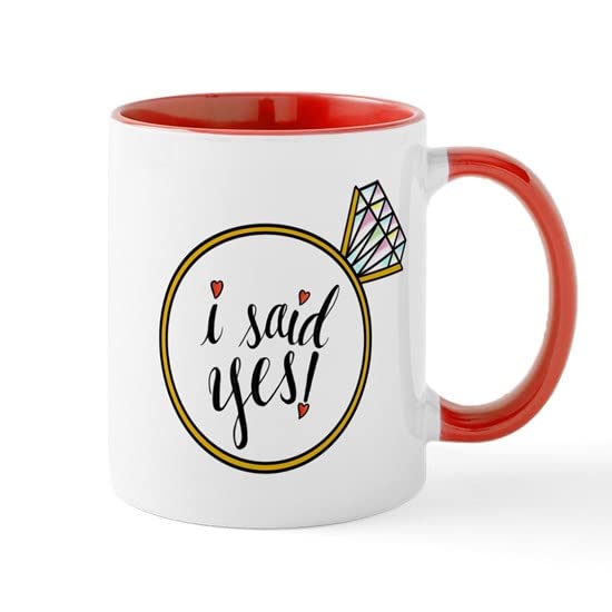 CafePress I Said Yes Ring Mugs Ceramic Coffee Mug, Tea Cup 11 oz