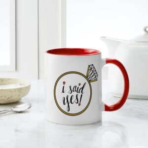 CafePress I Said Yes Ring Mugs Ceramic Coffee Mug, Tea Cup 11 oz