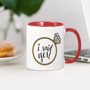 CafePress I Said Yes Ring Mugs Ceramic Coffee Mug, Tea Cup 11 oz