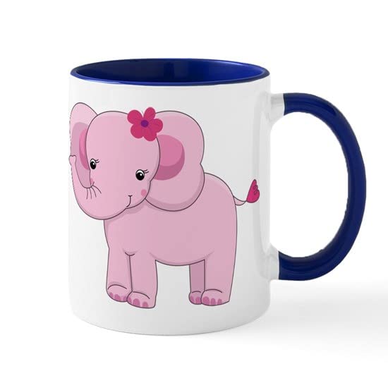 CafePress Cute Pink Baby Girl Elephant Mug Ceramic Coffee Mug, Tea Cup 11 oz