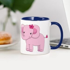 CafePress Cute Pink Baby Girl Elephant Mug Ceramic Coffee Mug, Tea Cup 11 oz