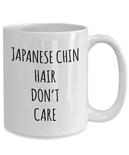 Funny Japanese Chin Hair Don't Care Coffee Mug Tea Cup Mug for Dog Lovers Gag Mug for Men and Women