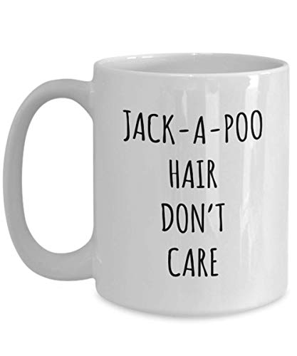 Funny Jack-A-Poo Hair Don't Care Coffee Mug Tea Cup Mug for Dog Lovers Gag Mug for Men and Women