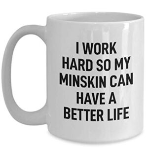 Minskin Coffee Mug Tea Cup Funny Mug for Cat Owner I Work Hard for My Cat Mug for Men and Women