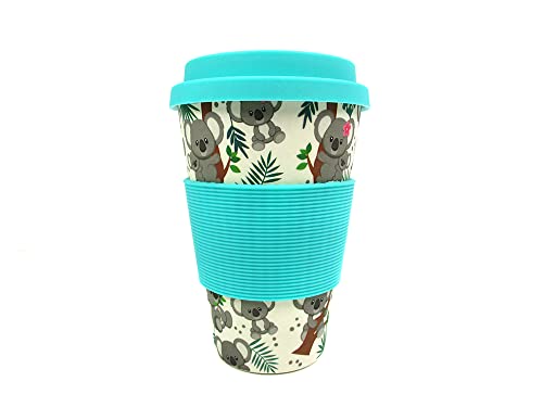 TINYMILLS Koala 14oz Travel Mug Eco-Friendly Reusable Plant Fiber Travel Mug Birthday Gift Stocking Stuffer Teacher Birthday Holiday Gift