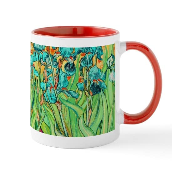 CafePress Van Gogh Teal Irises Mugs Ceramic Coffee Mug, Tea Cup 11 oz