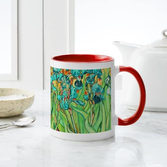 CafePress Van Gogh Teal Irises Mugs Ceramic Coffee Mug, Tea Cup 11 oz