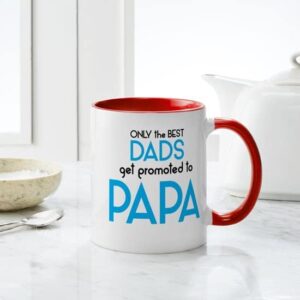 CafePress BEST DADS GET PROMOTED TO PAPA Mugs Ceramic Coffee Mug, Tea Cup 11 oz