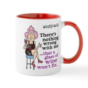 cafepress aunty acid: glass of wine mug ceramic coffee mug, tea cup 11 oz