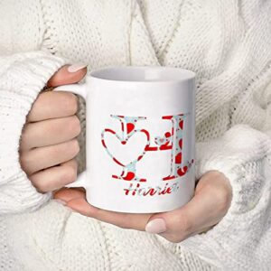 valentine’s day love monogram letter h coffee mug heart custom porcelain tea cup 11oz love heart initials letter cup happy valentine’s day coffee cup anniversary wedding gift for couple