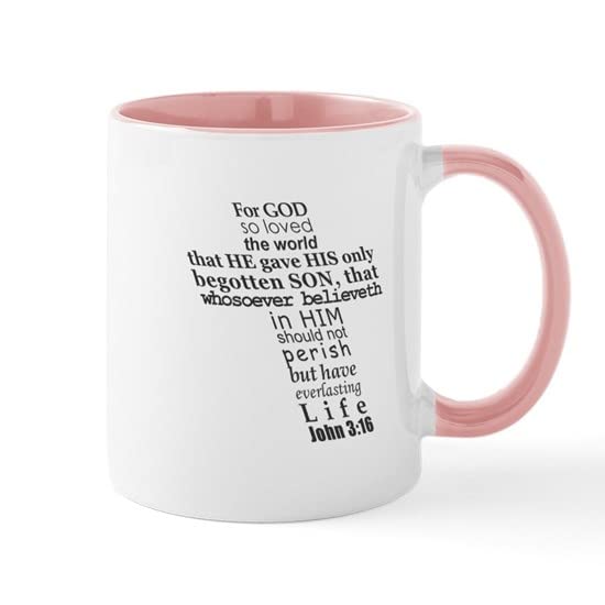 CafePress John 3:16 KJV Dark Gray Print Mug Ceramic Coffee Mug, Tea Cup 11 oz